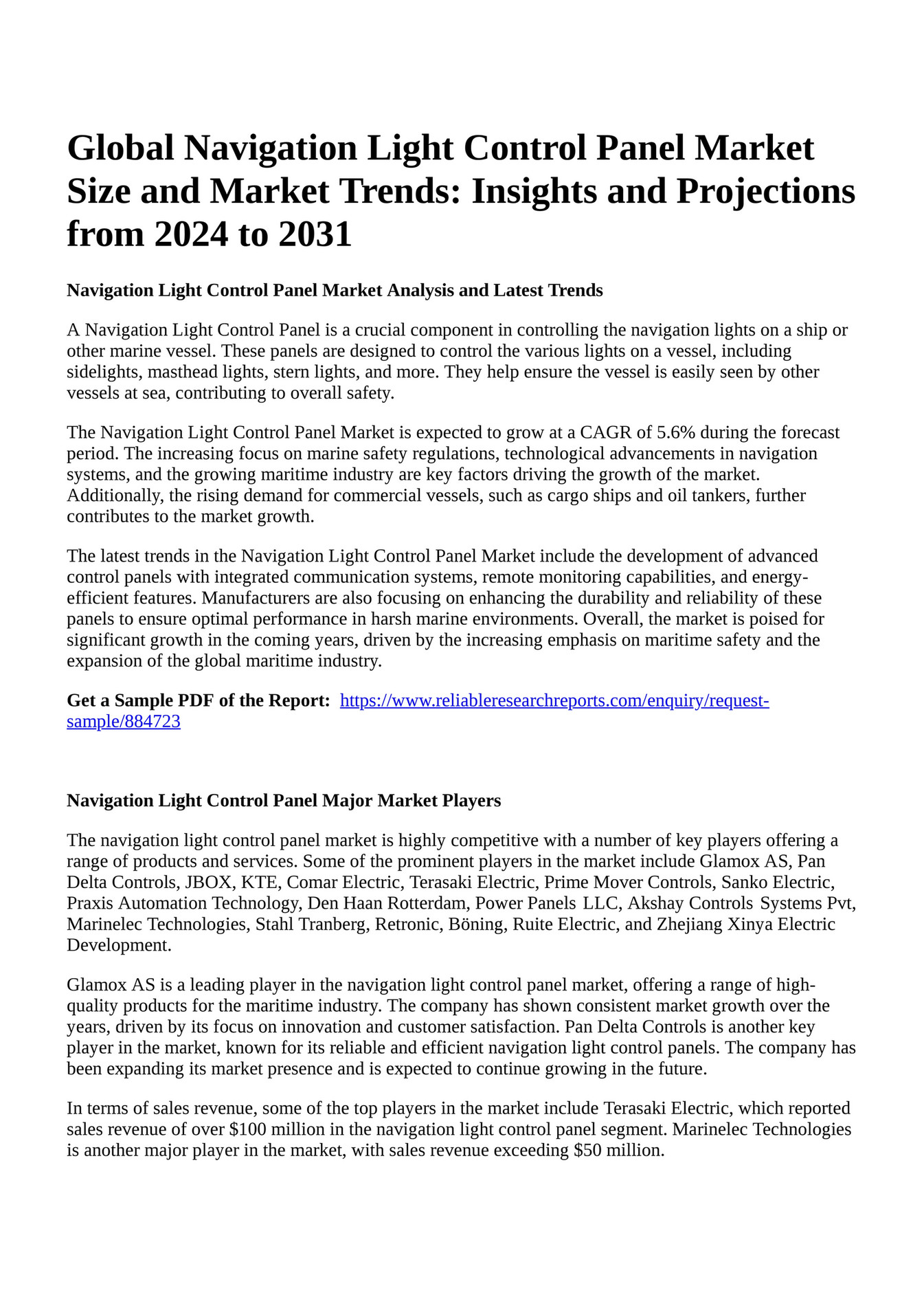 Reportprime - Global Navigation Light Control Panel Market Size and ...