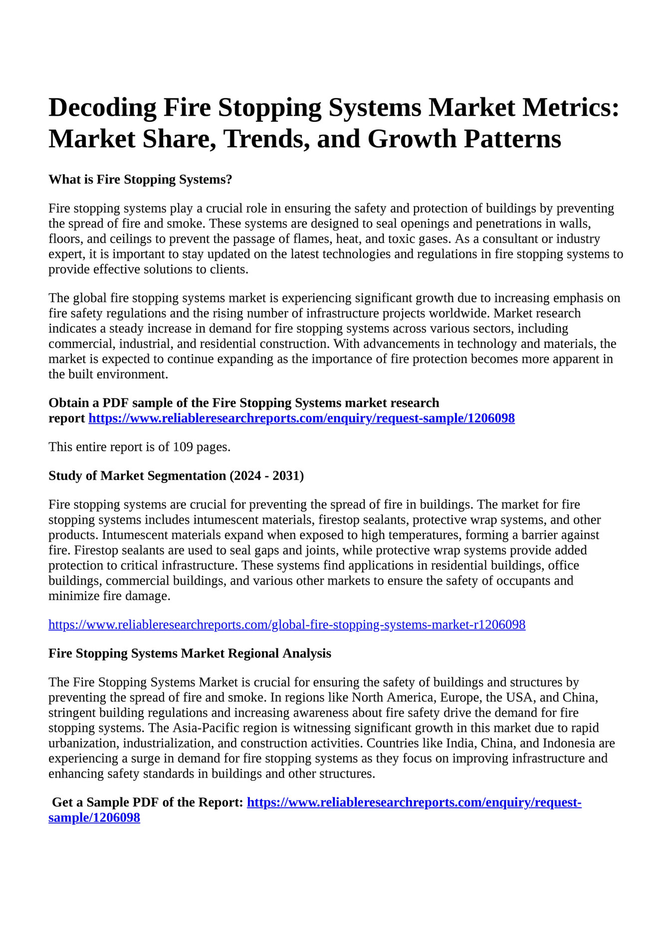 Reportprime - Decoding Fire Stopping Systems Market Metrics: Market Share, Trends, and Growth ...