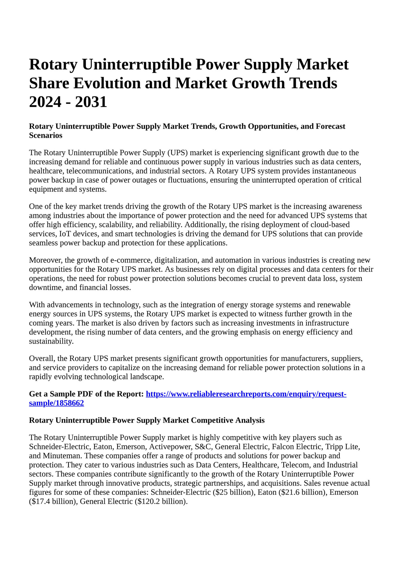 Reportprime - Rotary Uninterruptible Power Supply Market Share ... Reportprime - Rotary Uninterruptible Power Supply Market Share ...