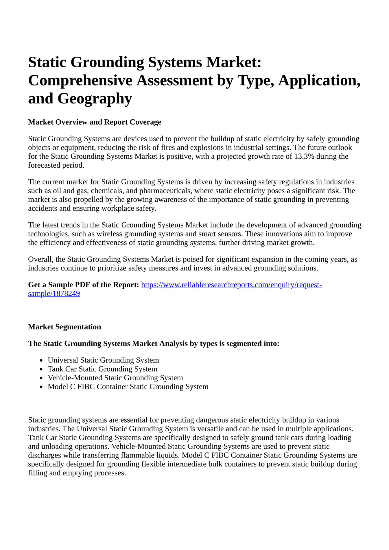 Reportprime - Static Grounding Systems Market: Comprehensive Assessment ...