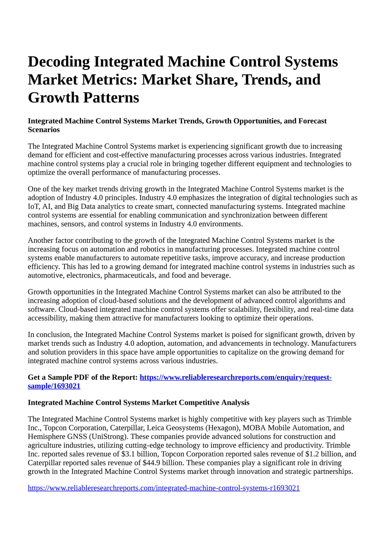 Reportprime - Decoding Integrated Machine Control Systems Market ...