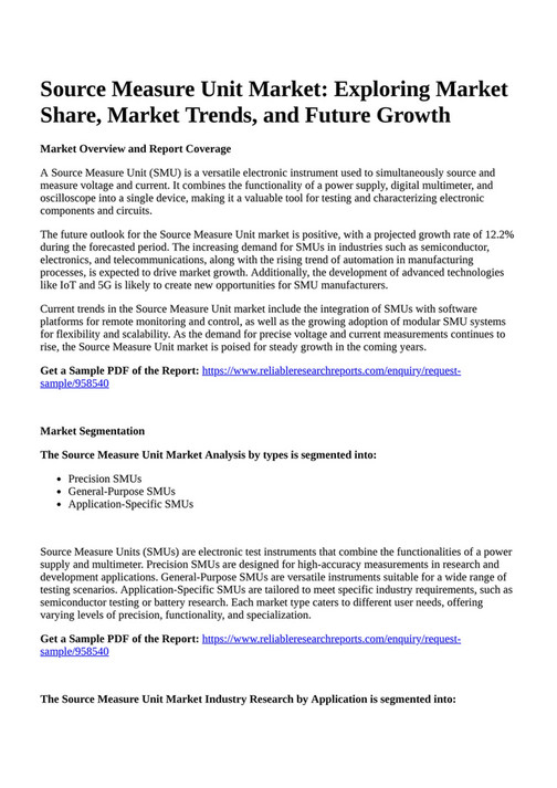 Reportprime - Source Measure Unit Market: Exploring Market Share ...