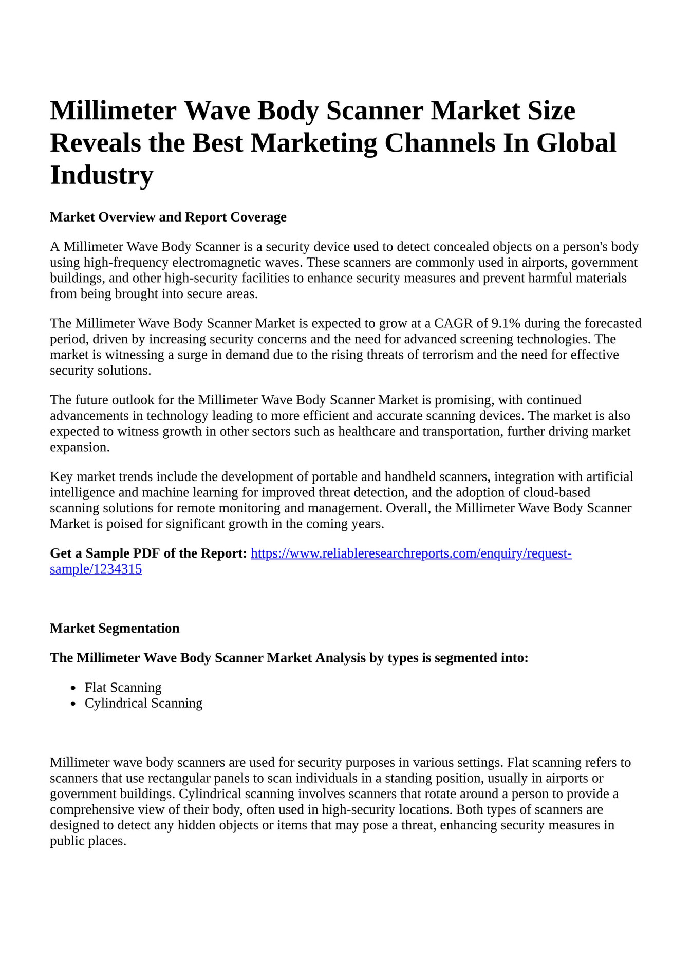 Reportprime - Millimeter Wave Body Scanner Market Size Reveals the Best ...