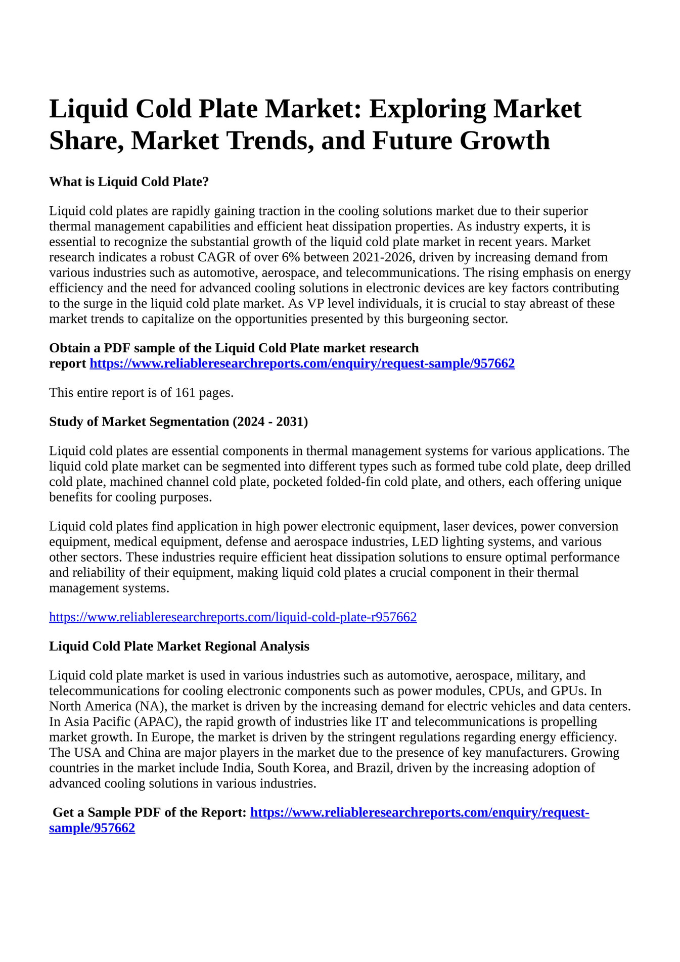 Reportprime - Liquid Cold Plate Market: Exploring Market Share, Market ...