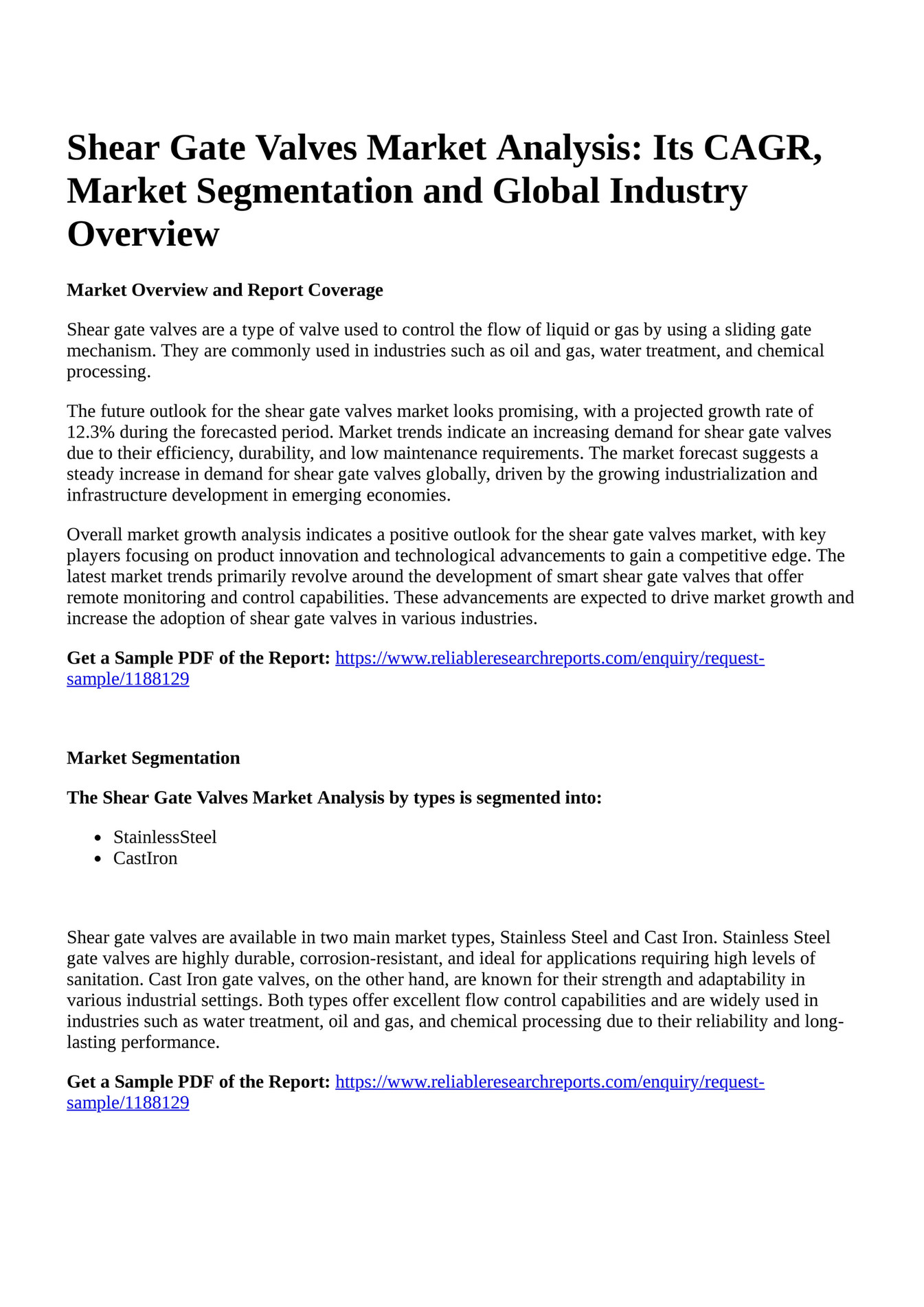 Reportprime - Shear Gate Valves Market Analysis: Its CAGR, Market ...