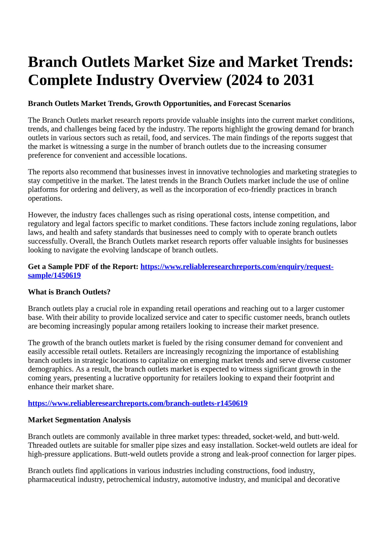 Reportprime - Branch Outlets Market Size and Market Trends: Complete ...