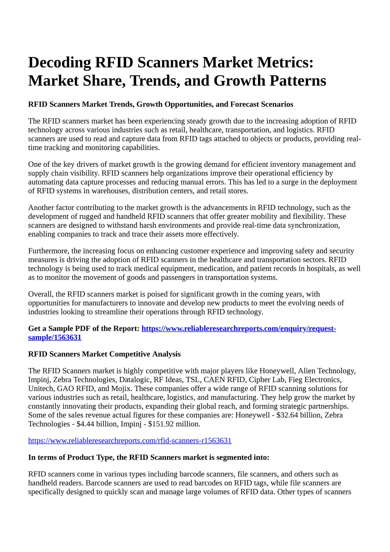 Reportprime - Decoding RFID Scanners Market Metrics: Market Share ...