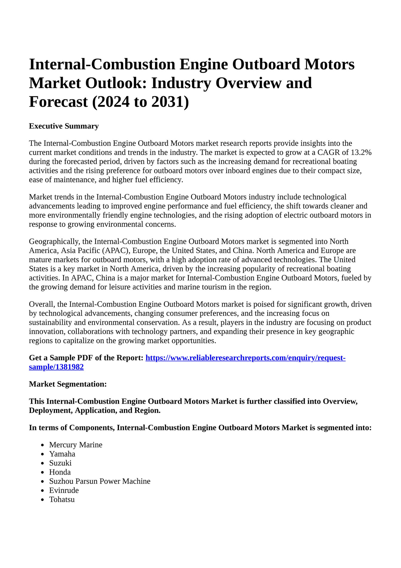 Reportprime - Internal-Combustion Engine Outboard Motors Market Outlook ...