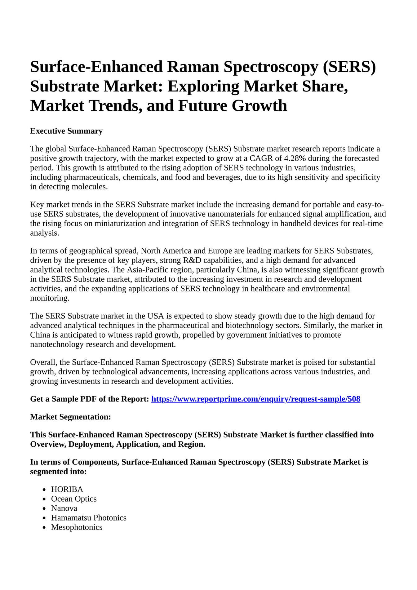 Reportprime - Surface-Enhanced Raman Spectroscopy (SERS) Substrate ...
