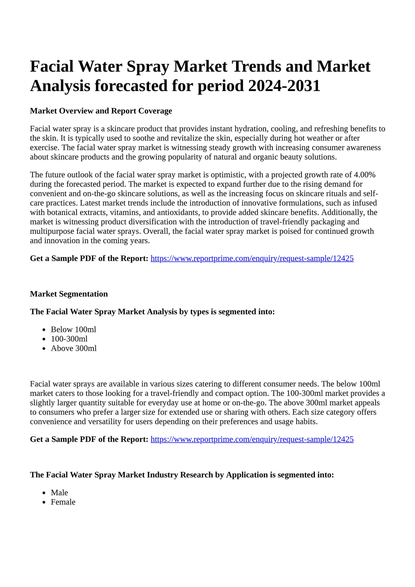 Reportprime - Facial Water Spray Market Trends and Market Analysis ...