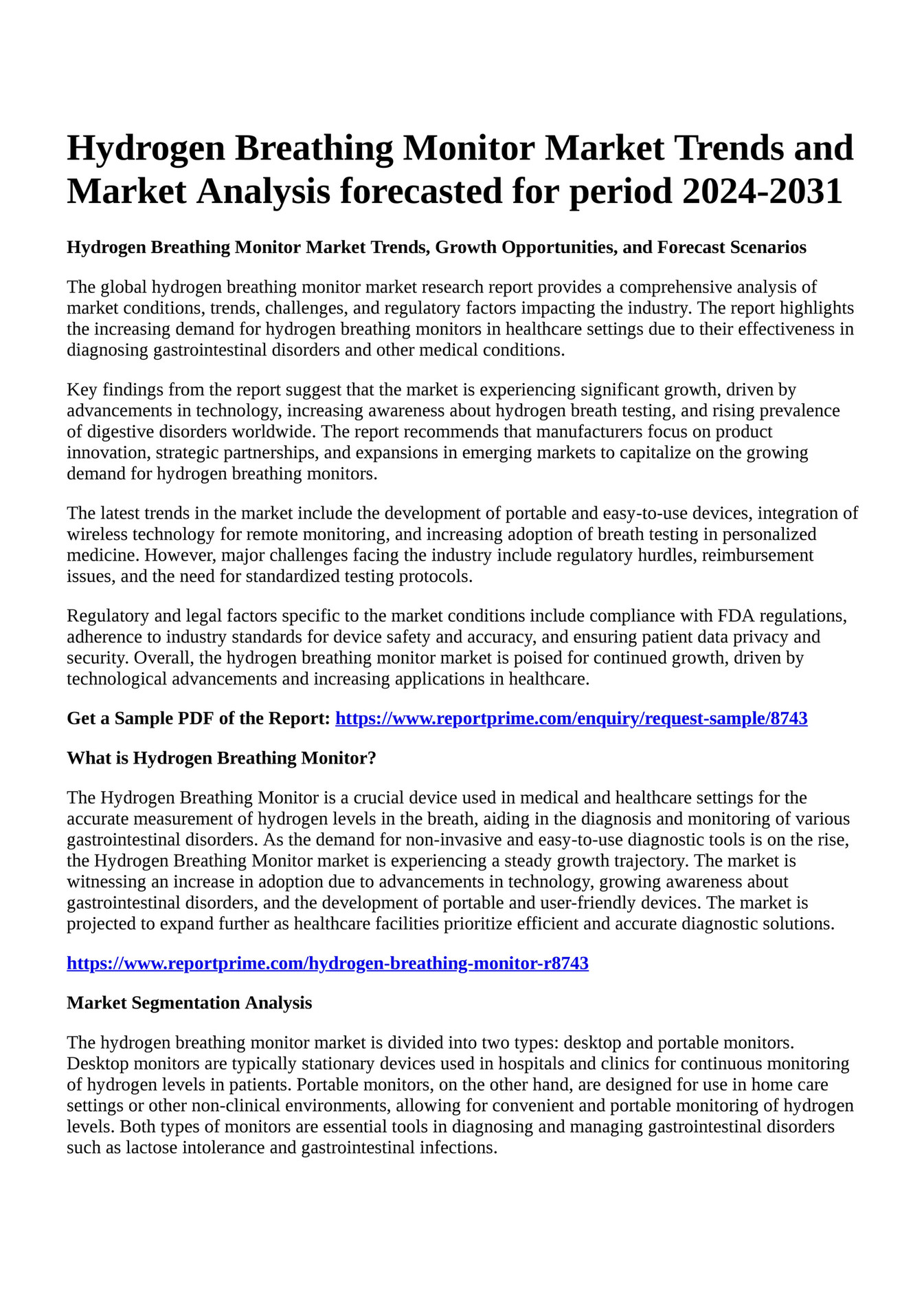 Reportprime - Hydrogen Breathing Monitor Market Trends and Market ...