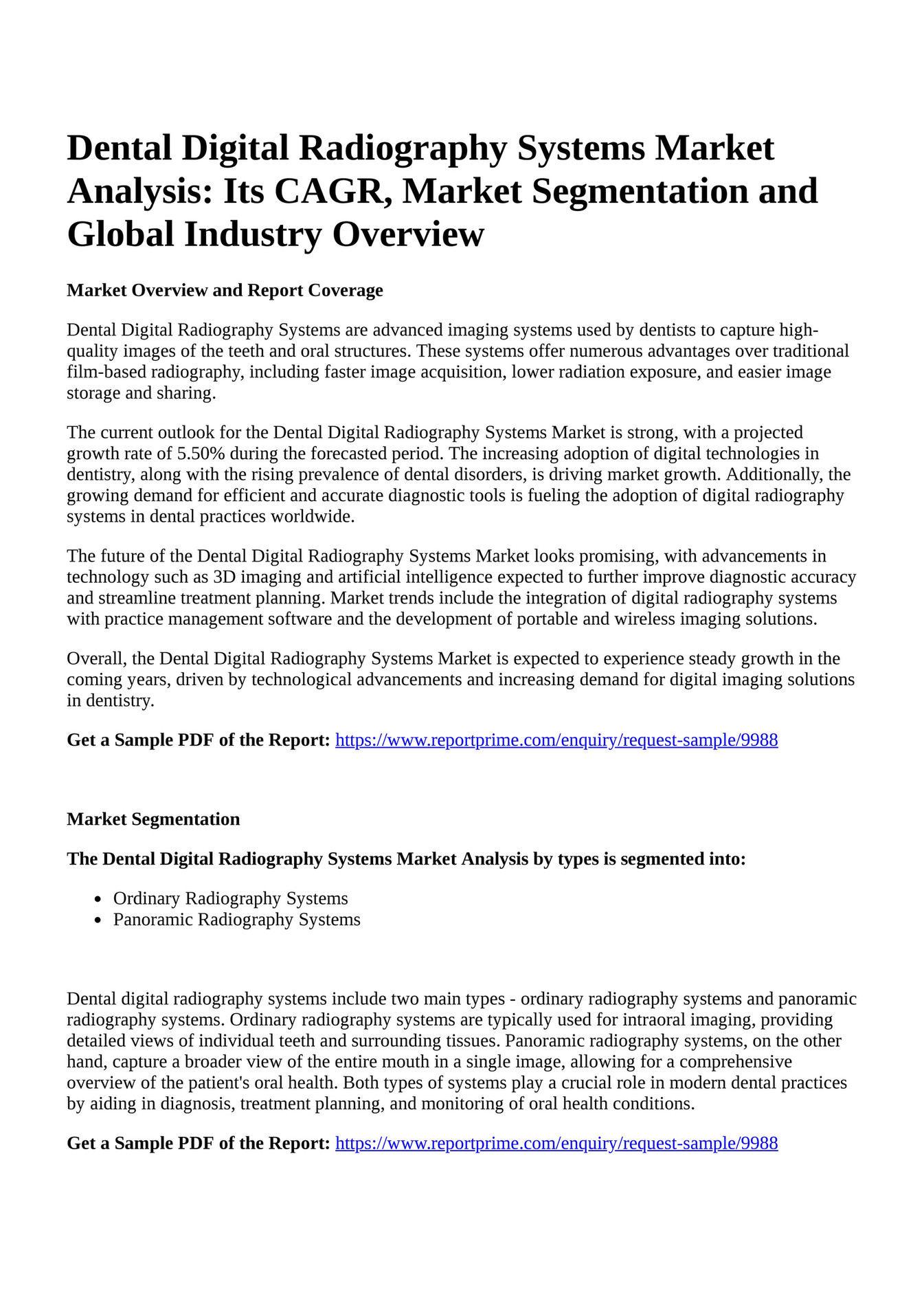 Reportprime - Dental Digital Radiography Systems Market Analysis: Its ... Reportprime - Dental Digital Radiography Systems Market Analysis: Its ...