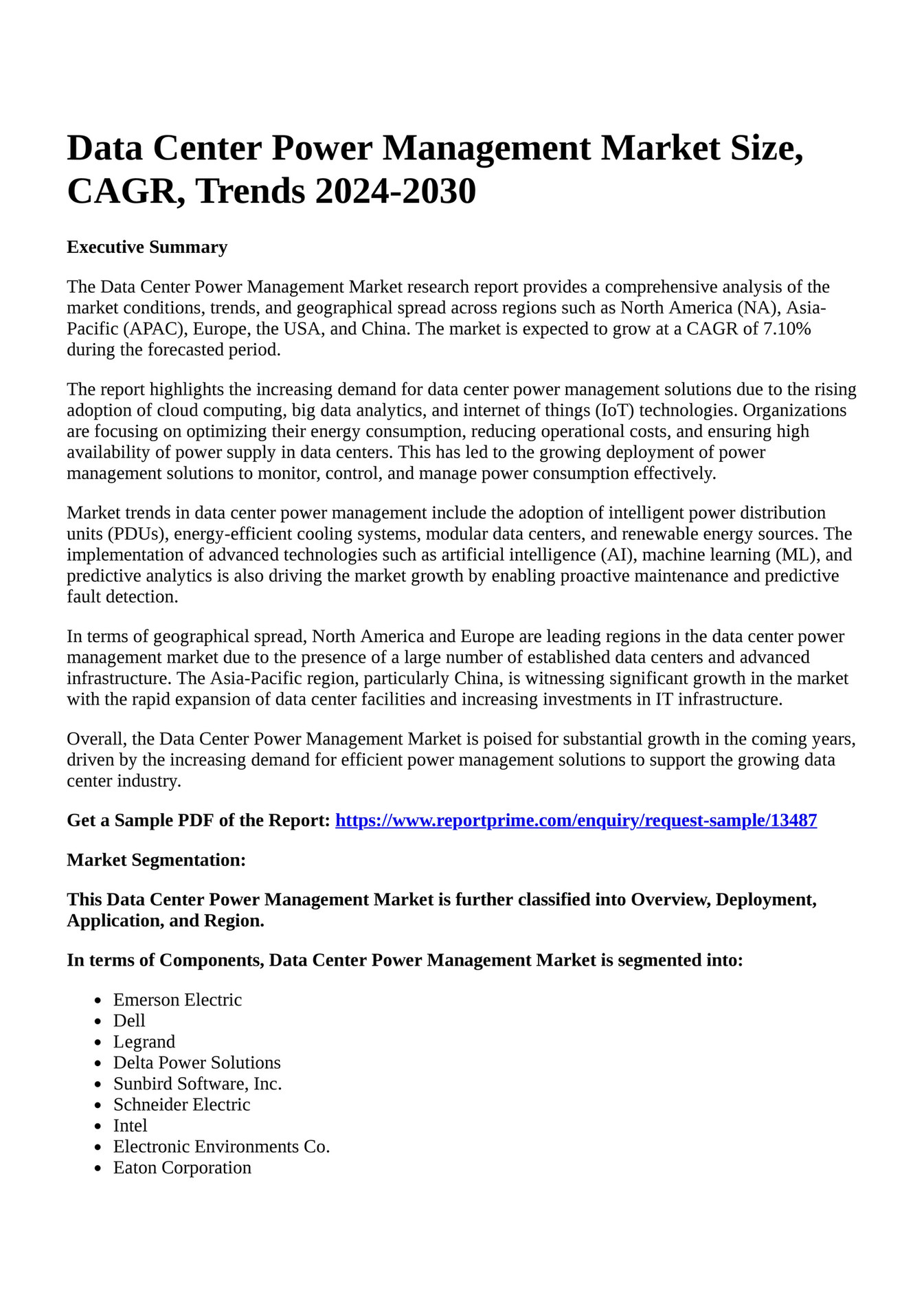 Reportprime - Data Center Power Management Market Size, CAGR, Trends ... Reportprime - Data Center Power Management Market Size, CAGR, Trends ...