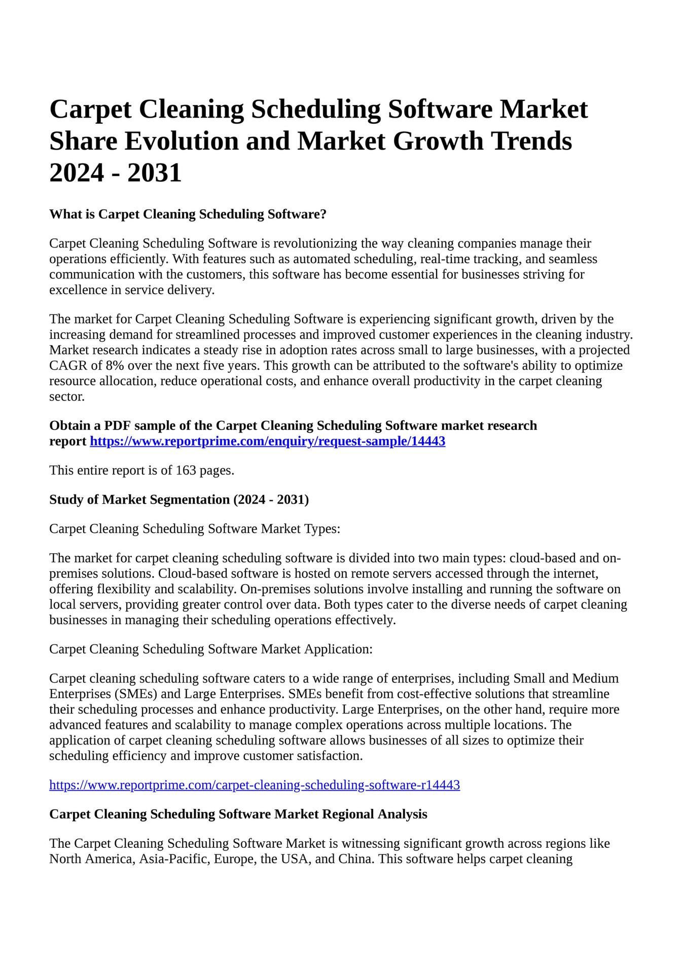 Reportprime - Carpet Cleaning Scheduling Software Market Share ... Reportprime - Carpet Cleaning Scheduling Software Market Share ...