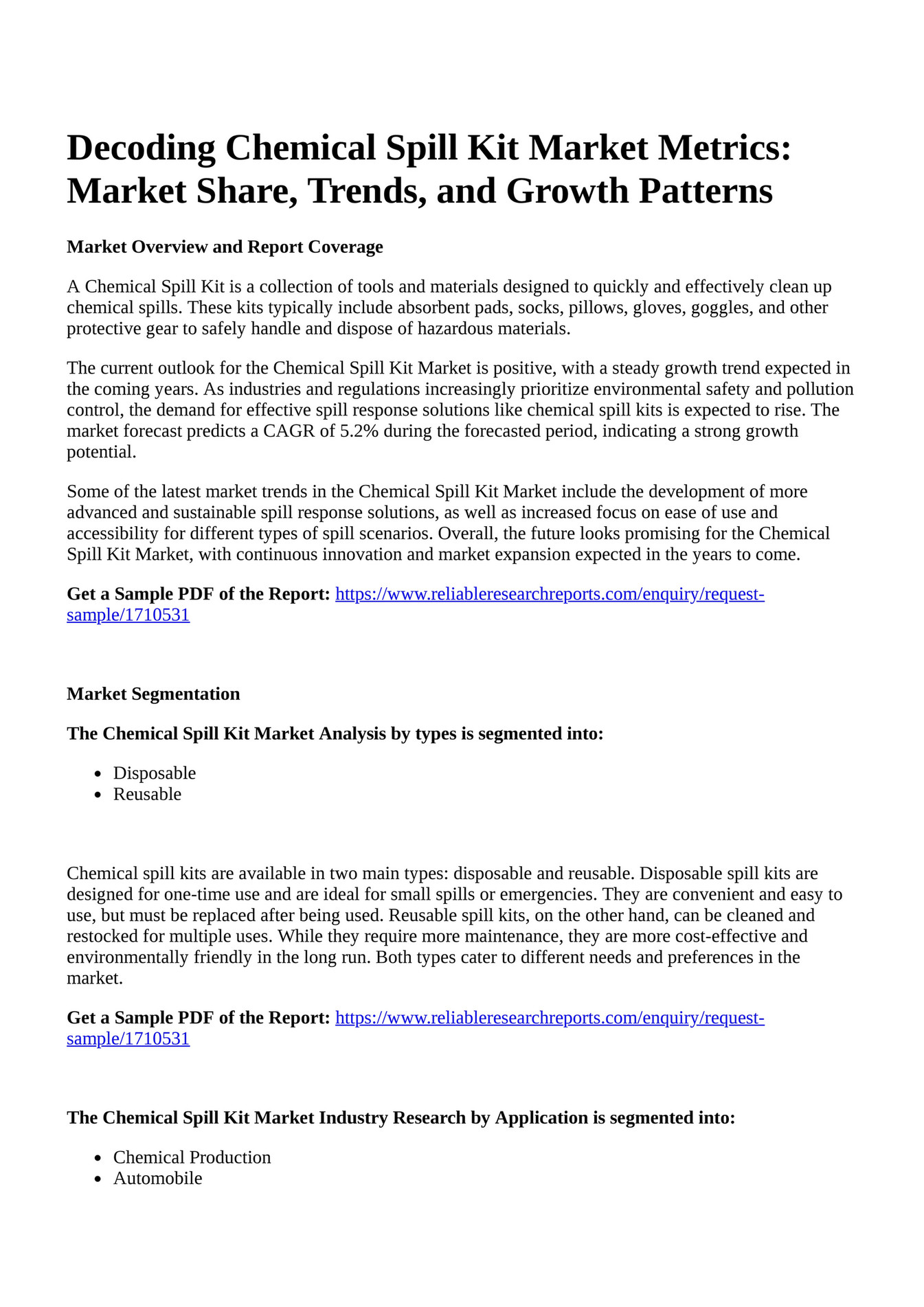 Reportprime - Decoding Chemical Spill Kit Market Metrics: Market Share, Trends, and Growth ...