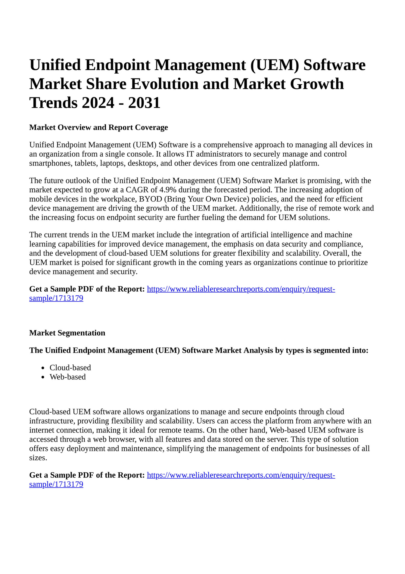 Reportprime - Unified Endpoint Management (UEM) Software Market Share ... Reportprime - Unified Endpoint Management (UEM) Software Market Share ...
