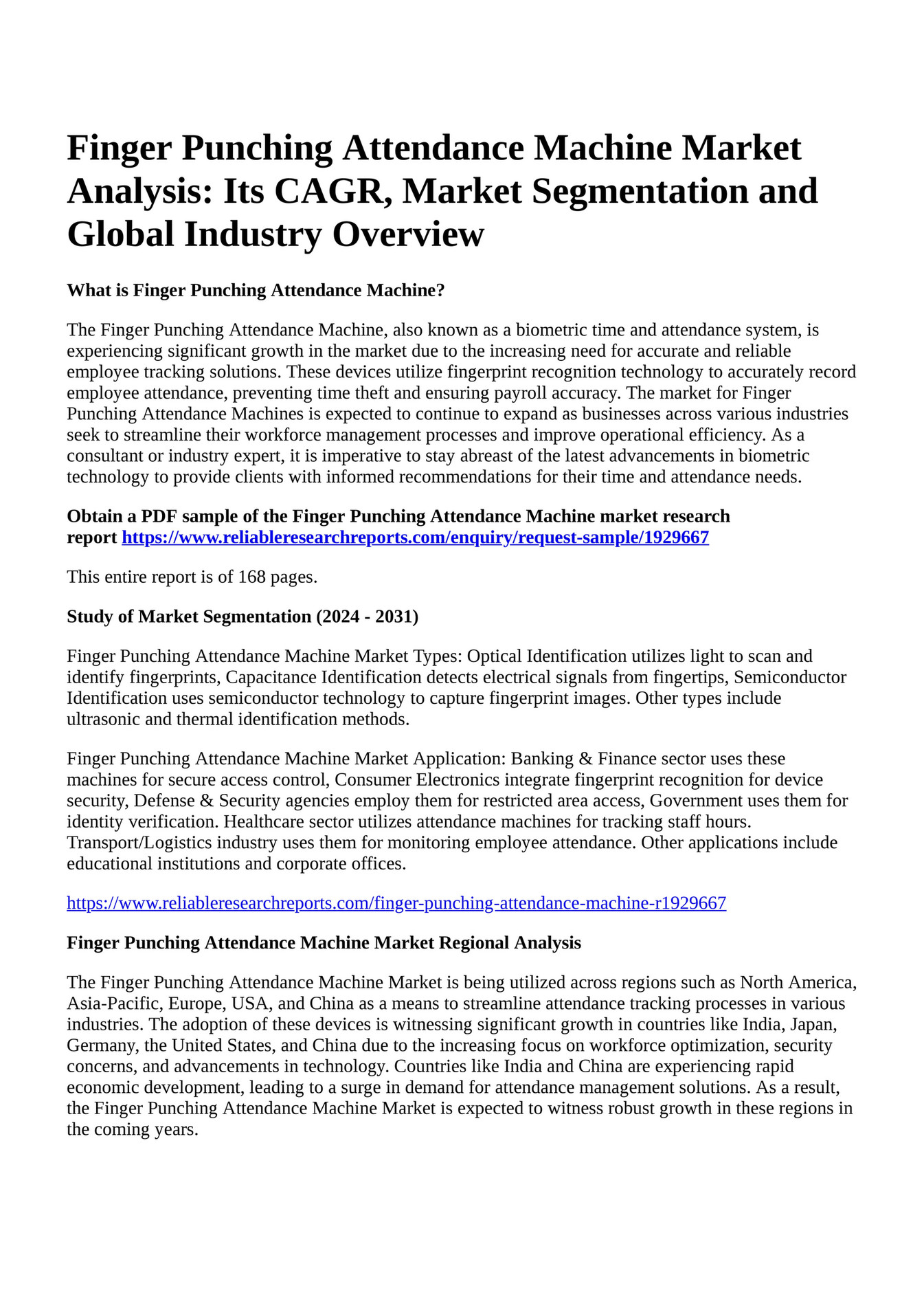 Reportprime - Finger Punching Attendance Machine Market Analysis: Its ...