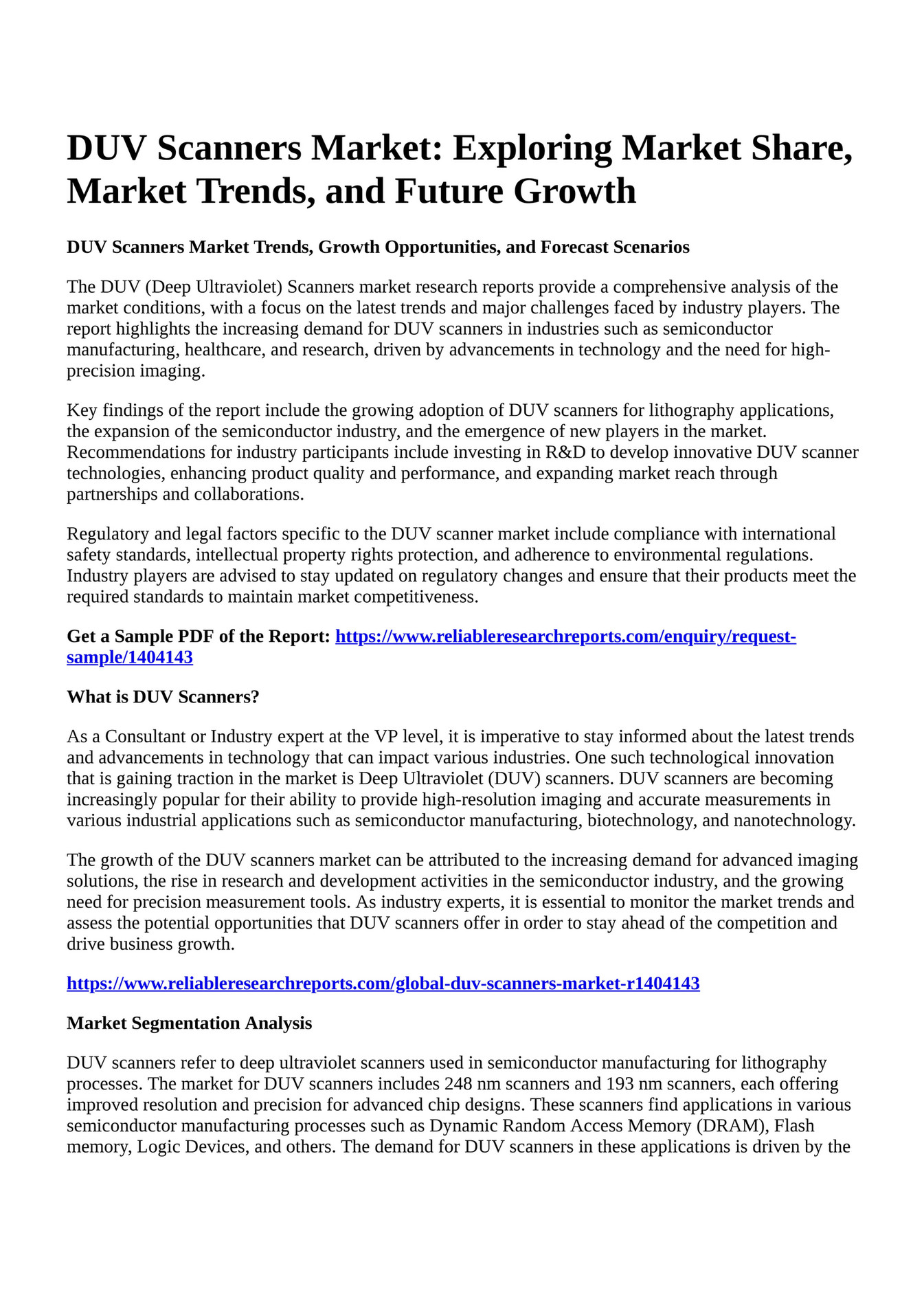 Reportprime - DUV Scanners Market: Exploring Market Share, Market ...