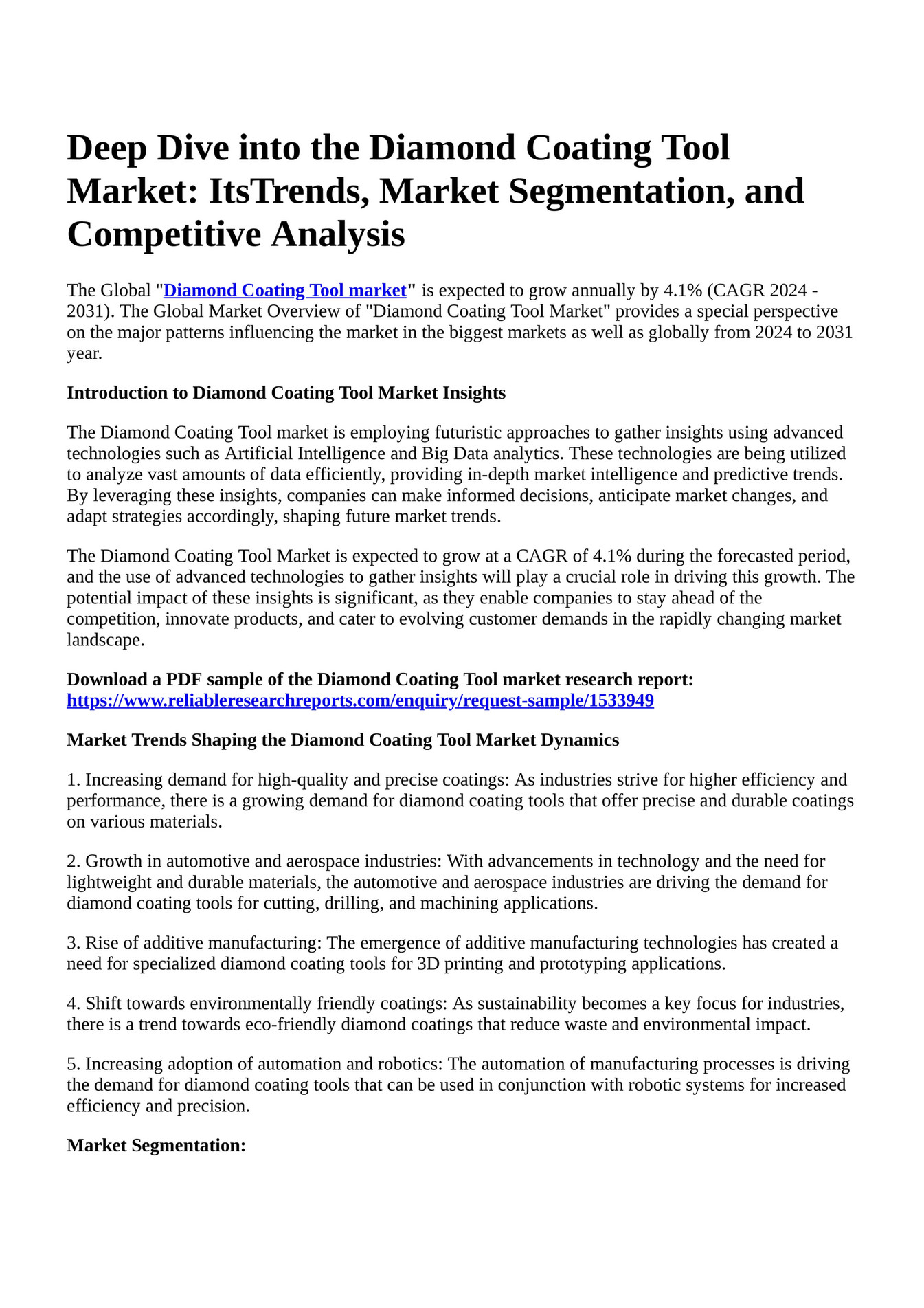 Reportprime - Deep Dive into the Diamond Coating Tool Market: ItsTrends ...