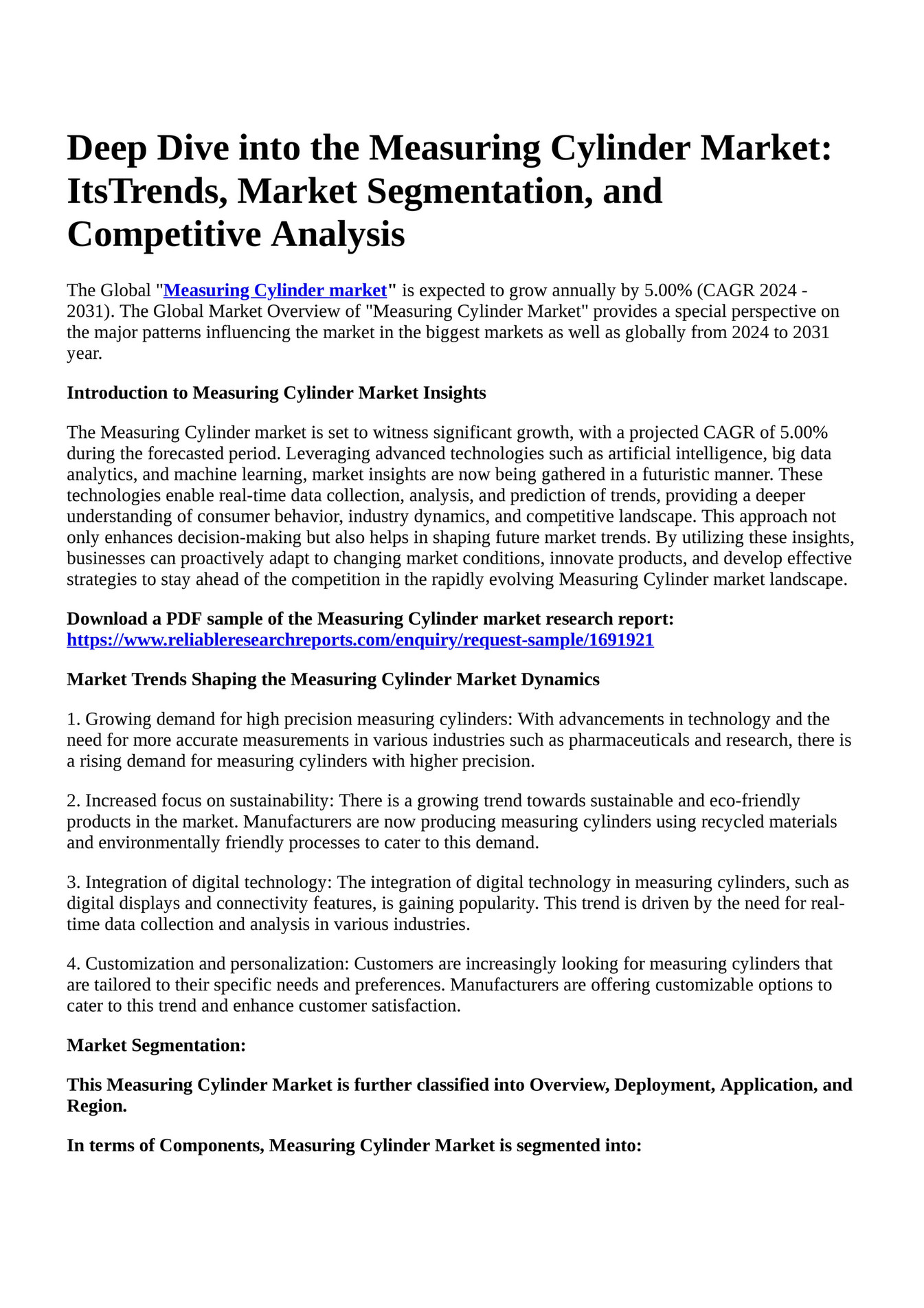 Reportprime - Deep Dive into the Measuring Cylinder Market: ItsTrends ... Reportprime - Deep Dive into the Measuring Cylinder Market: ItsTrends ...