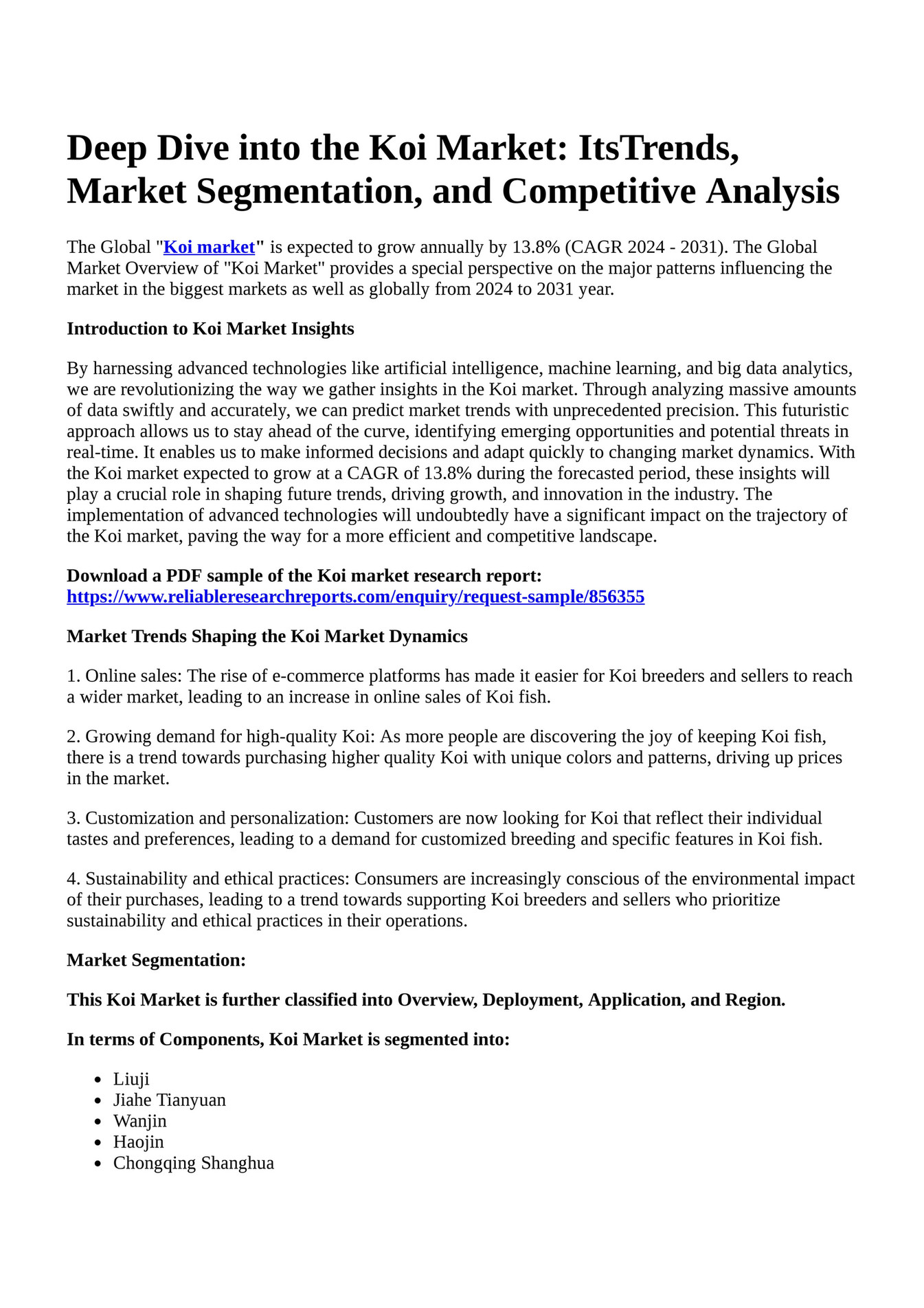 Reportprime - Deep Dive into the Koi Market: ItsTrends, Market ...