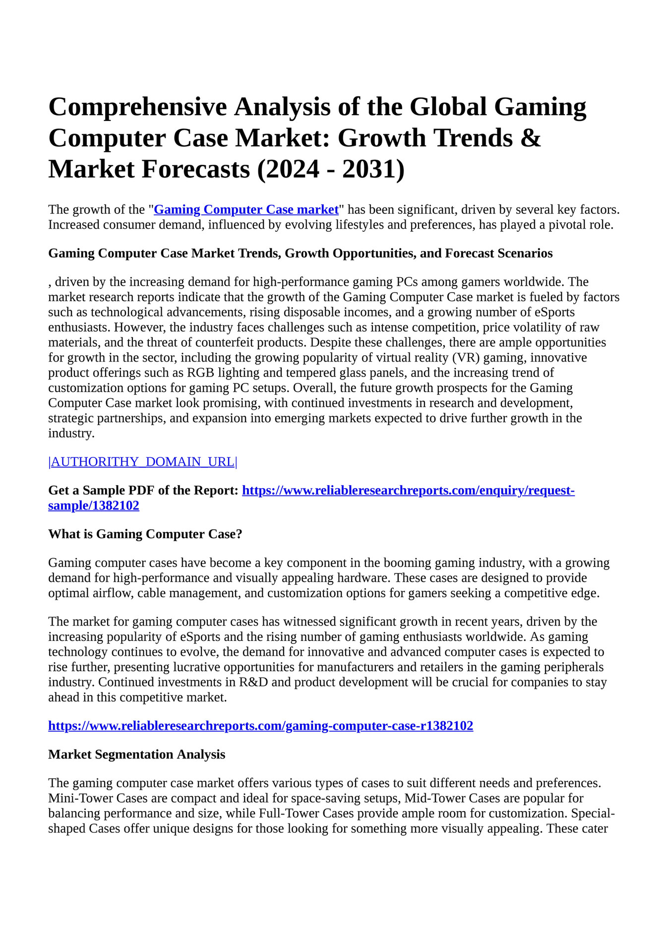 Reportprime - Comprehensive Analysis of the Global Gaming Computer Case ...