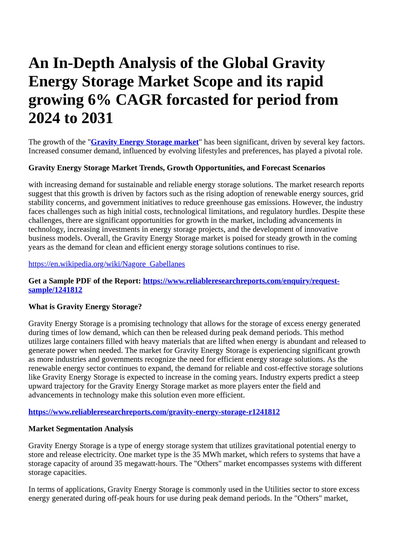 Reportprime - An In-Depth Analysis of the Global Gravity Energy Storage ...