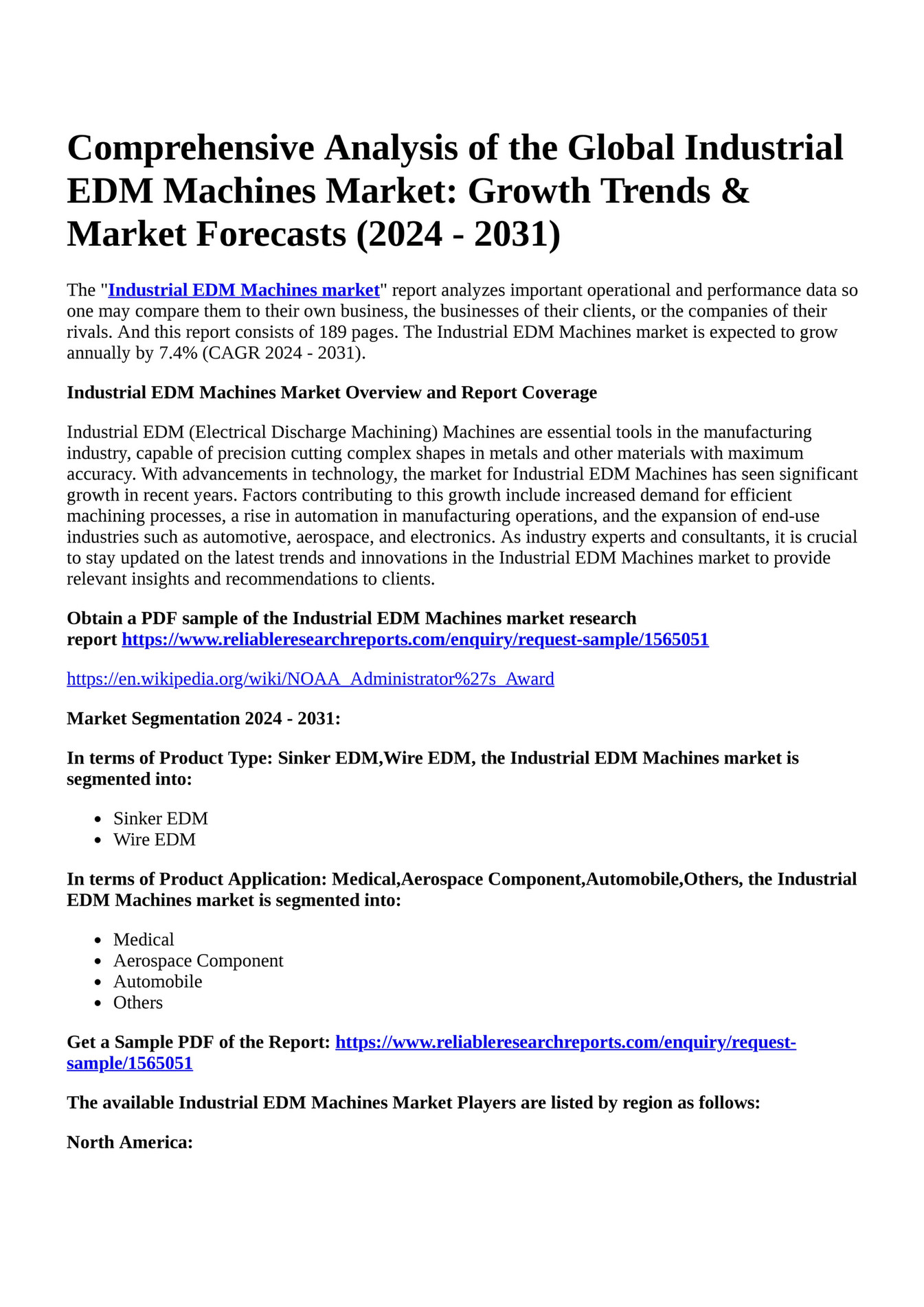 Reportprime - Comprehensive Analysis of the Global Industrial EDM ...