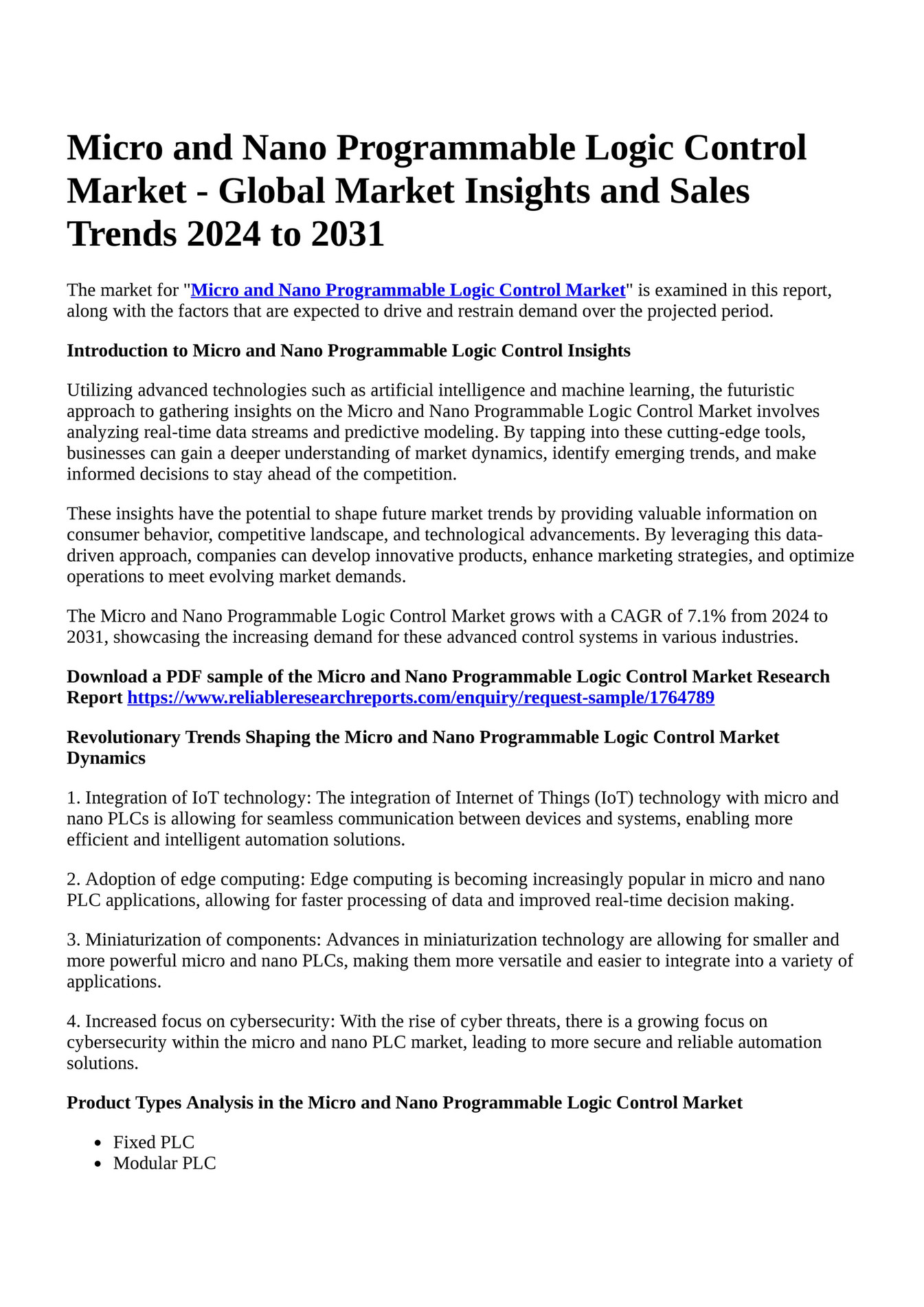 Reportprime - Micro and Nano Programmable Logic Control Market - Global ... Reportprime - Micro and Nano Programmable Logic Control Market - Global ...