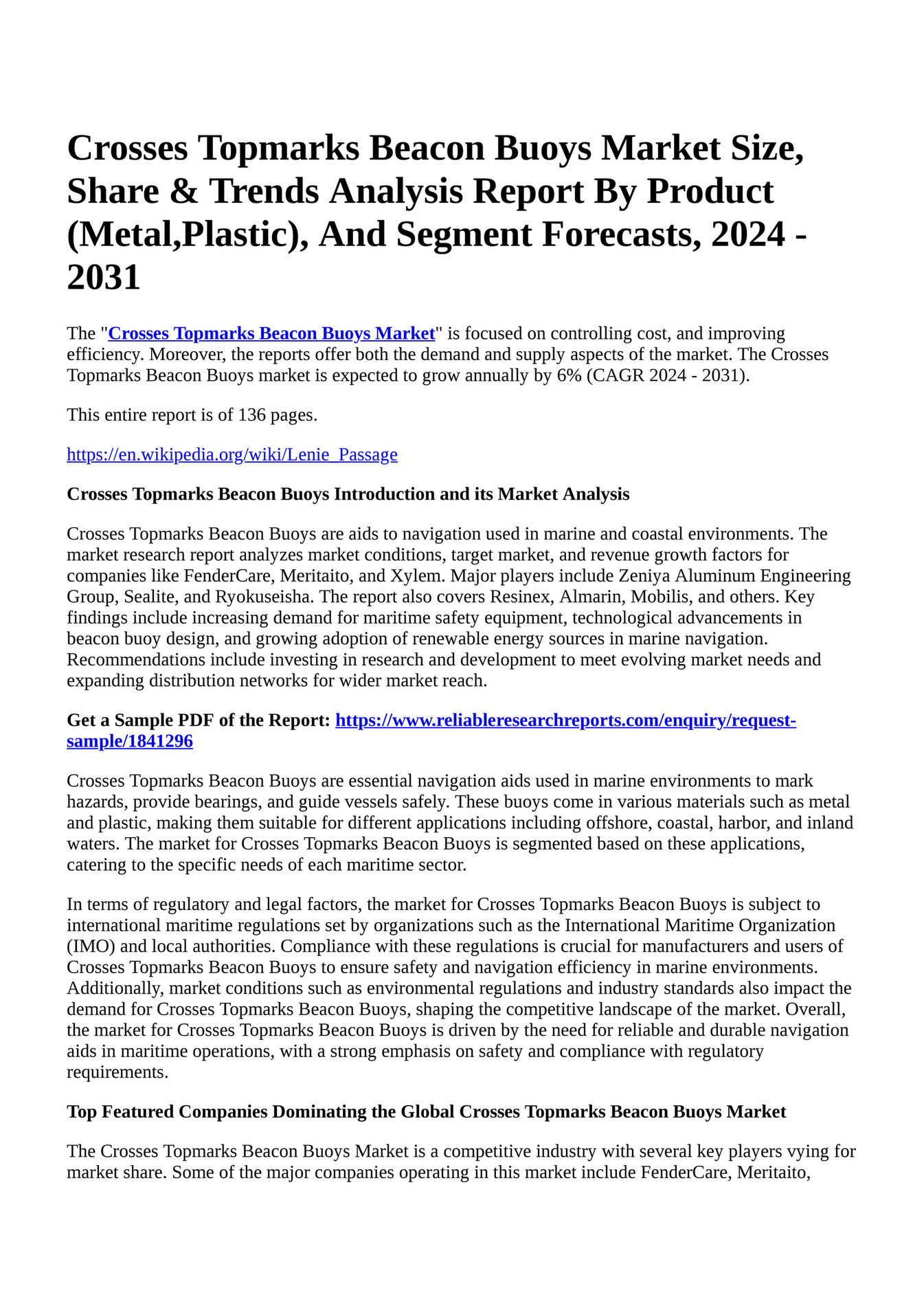 Reportprime - Crosses Topmarks Beacon Buoys Market Size, Share & Trends ...