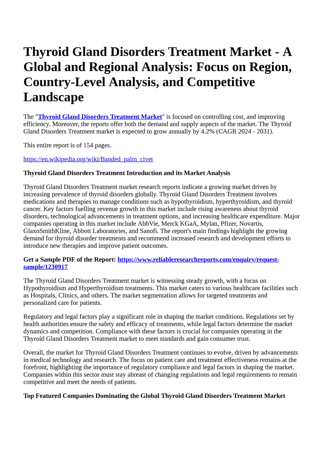 Reportprime - Thyroid Gland Disorders Treatment Market - A Global and ... Reportprime - Thyroid Gland Disorders Treatment Market - A Global and ...