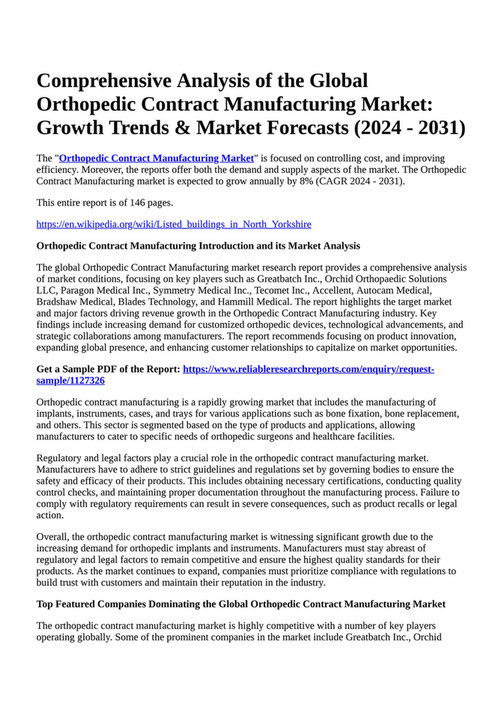 Reportprime - Comprehensive Analysis of the Global Orthopedic Contract ... Reportprime - Comprehensive Analysis of the Global Orthopedic Contract ...