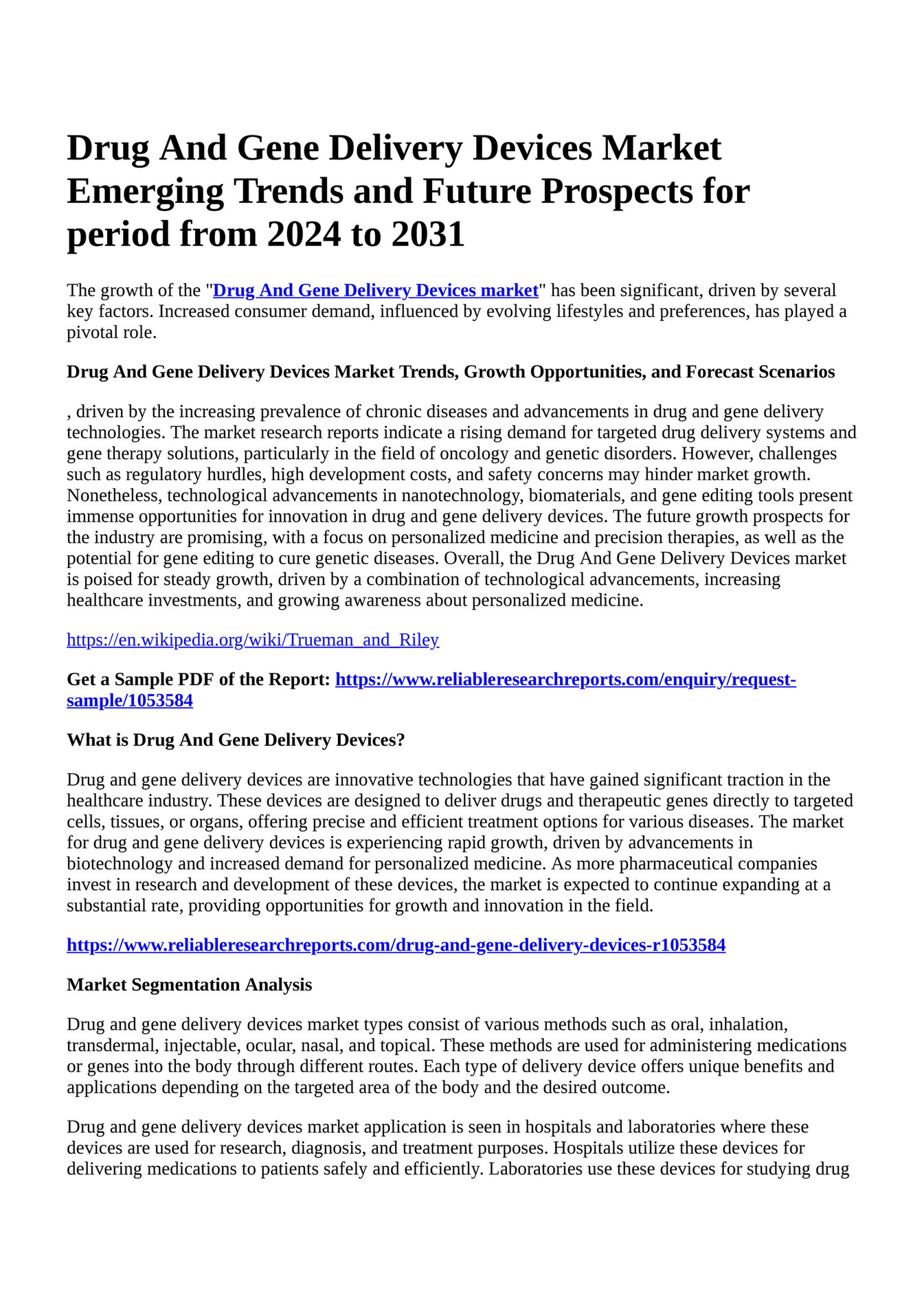 Reportprime - Drug And Gene Delivery Devices Market Emerging Trends and ...