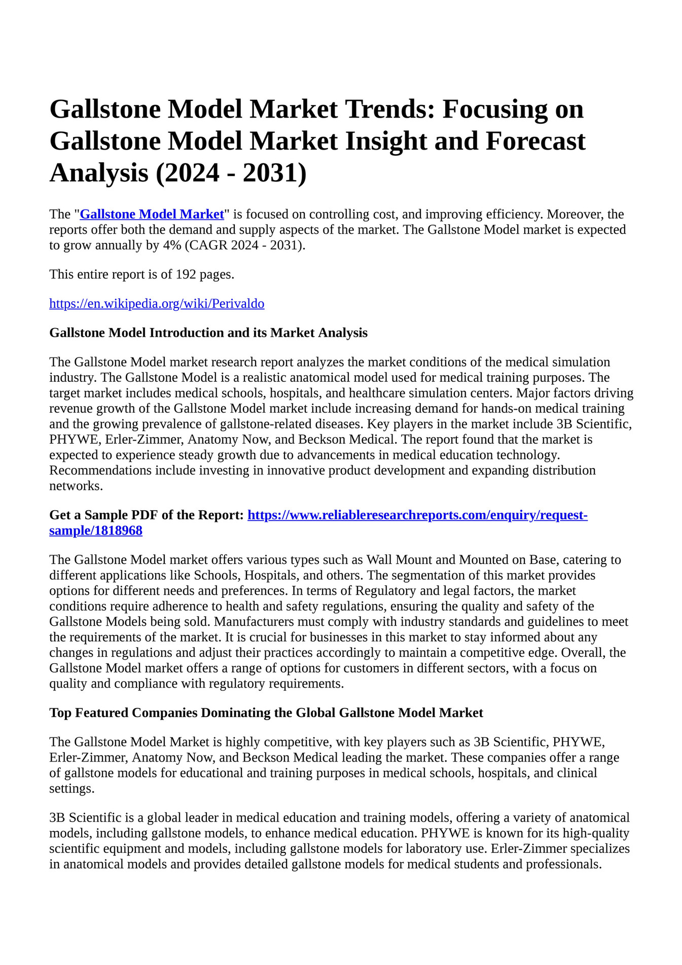 Reportprime - Gallstone Model Market Trends: Focusing on Gallstone ...