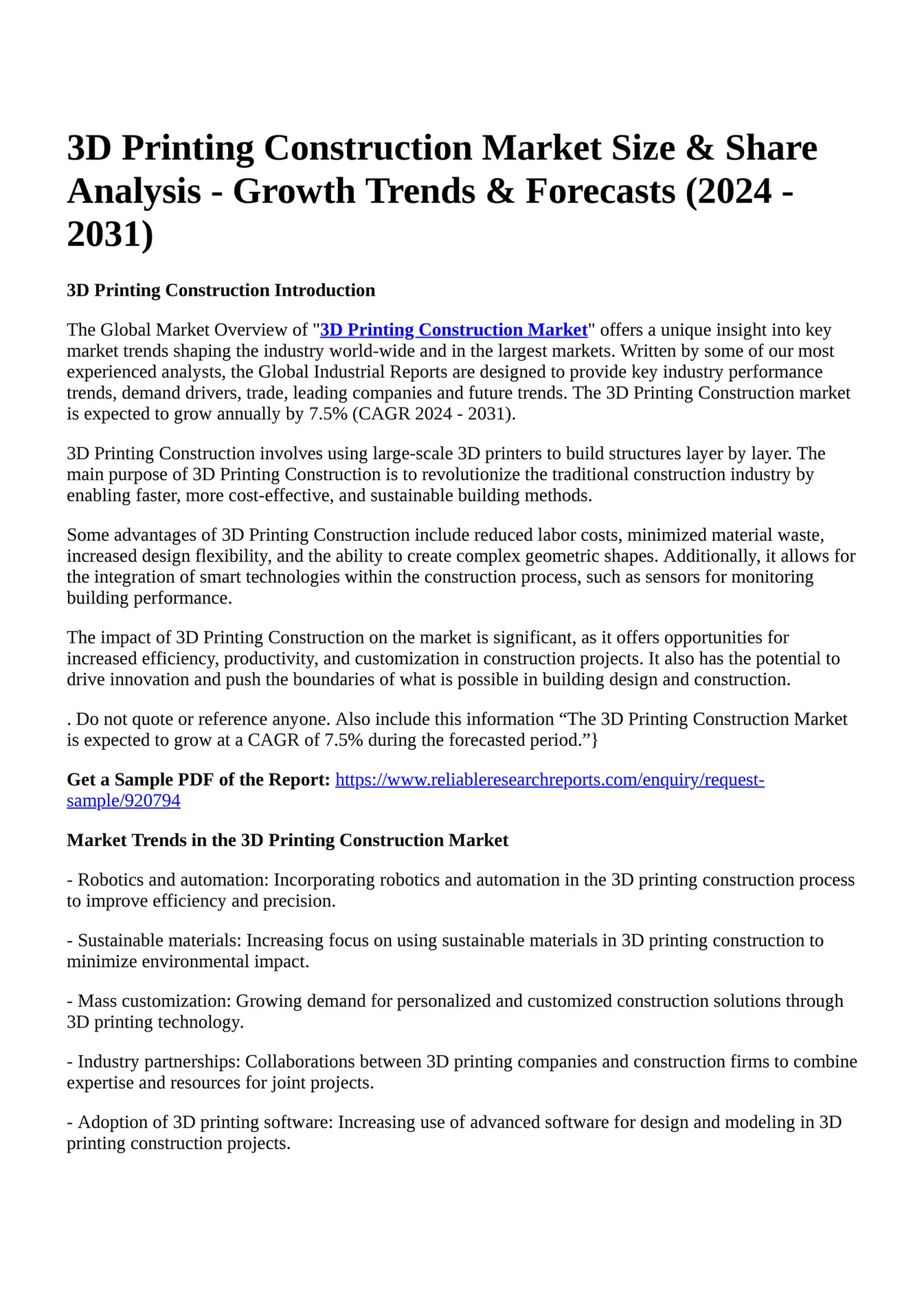 Reportprime - 3D Printing Construction Market Size & Share Analysis ... Reportprime - 3D Printing Construction Market Size & Share Analysis ...