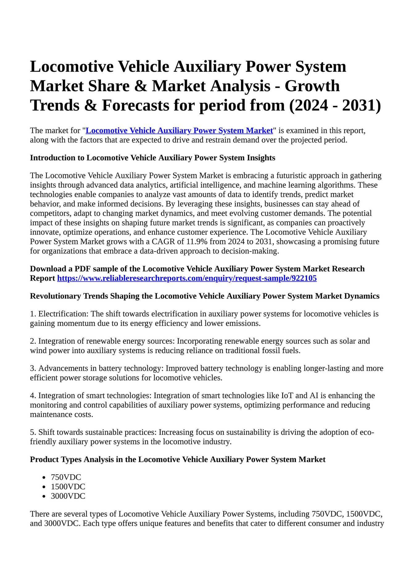 Reportprime - Locomotive Vehicle Auxiliary Power System Market Share ... Reportprime - Locomotive Vehicle Auxiliary Power System Market Share ...