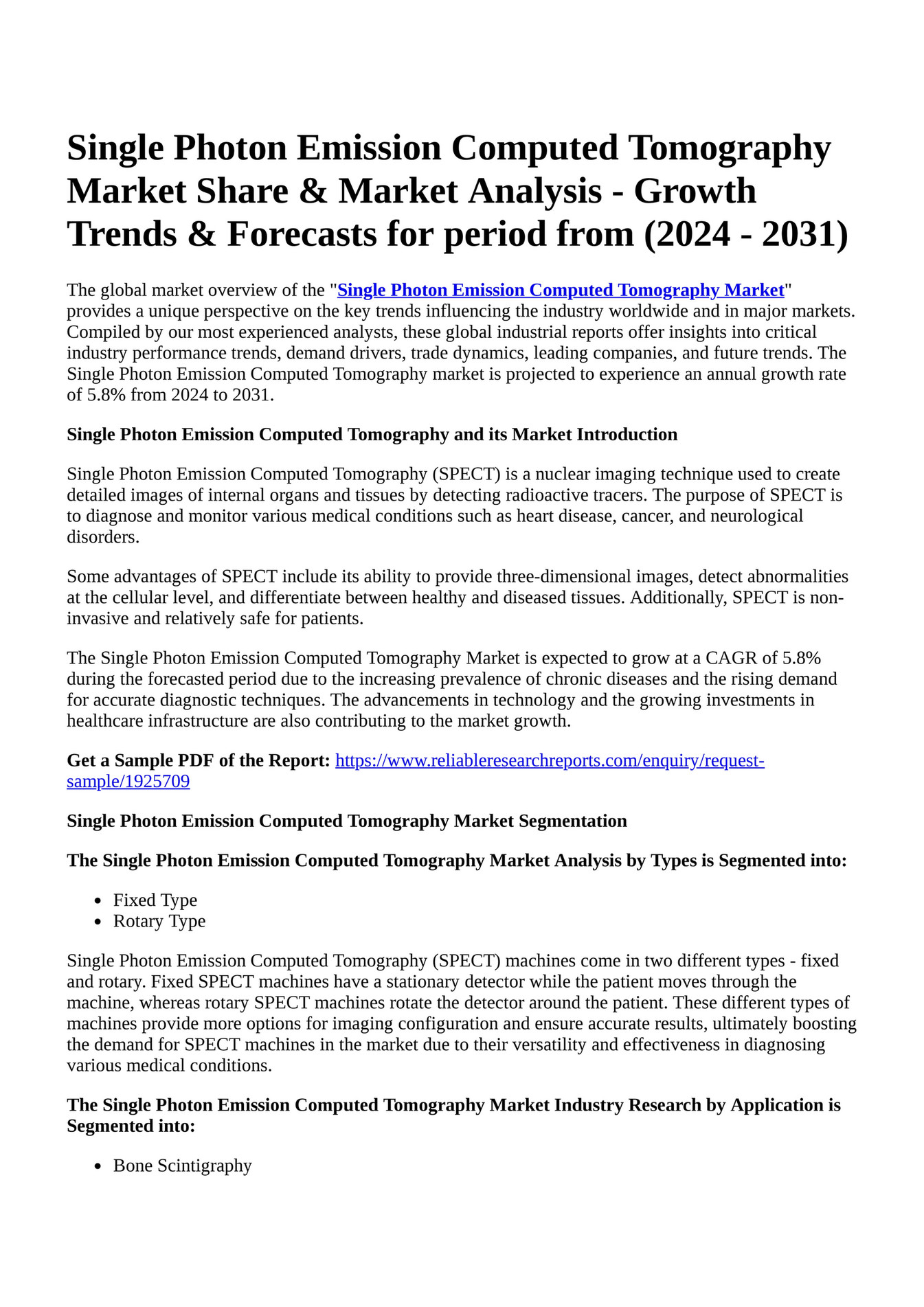 Reportprime - Single Photon Emission Computed Tomography Market Share ...
