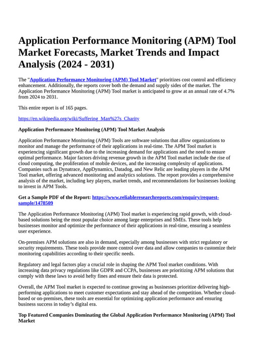 Reportprime Application Performance Monitoring Apm Tool Market