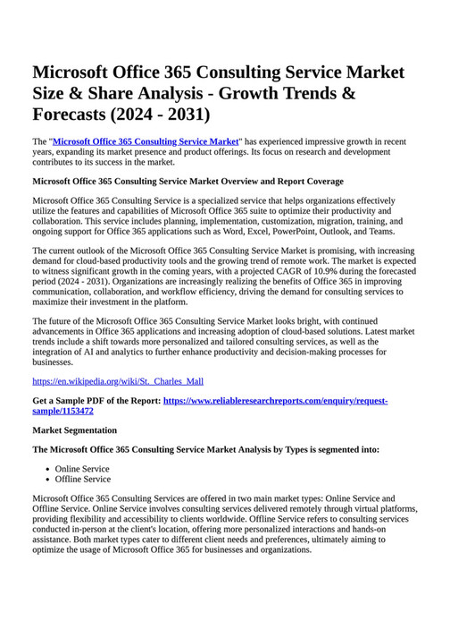 Reportprime - Microsoft Office 365 Consulting Service Market Size & Share Analysis - Growth ...