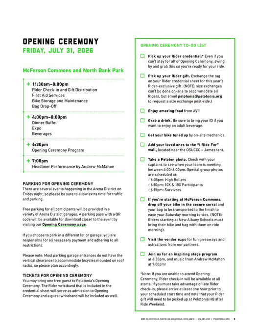Pelotonia - Pelotonia 2026 Ride Weekend Event Handbook - Page 1