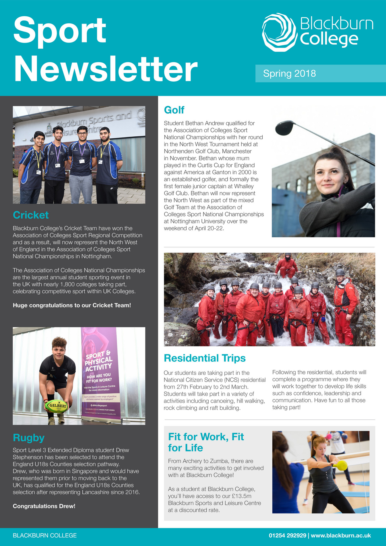Blackburn College - Sport Newsletter - Page 1 - Created with Publitas.com