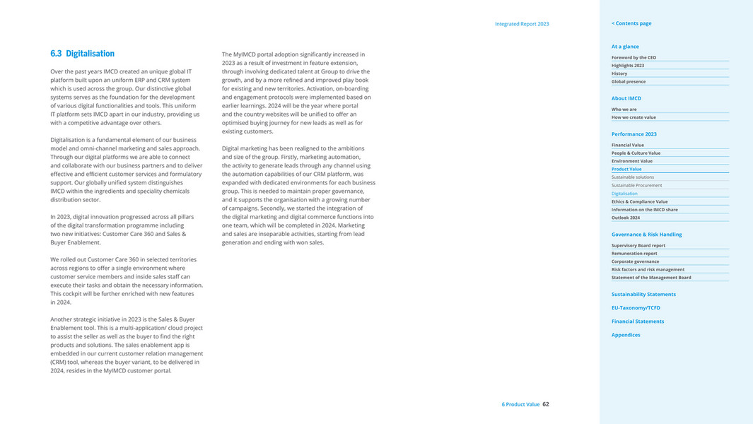 IMCD Group - IMCD N.V. Integrated Report 2023 - Page 62
