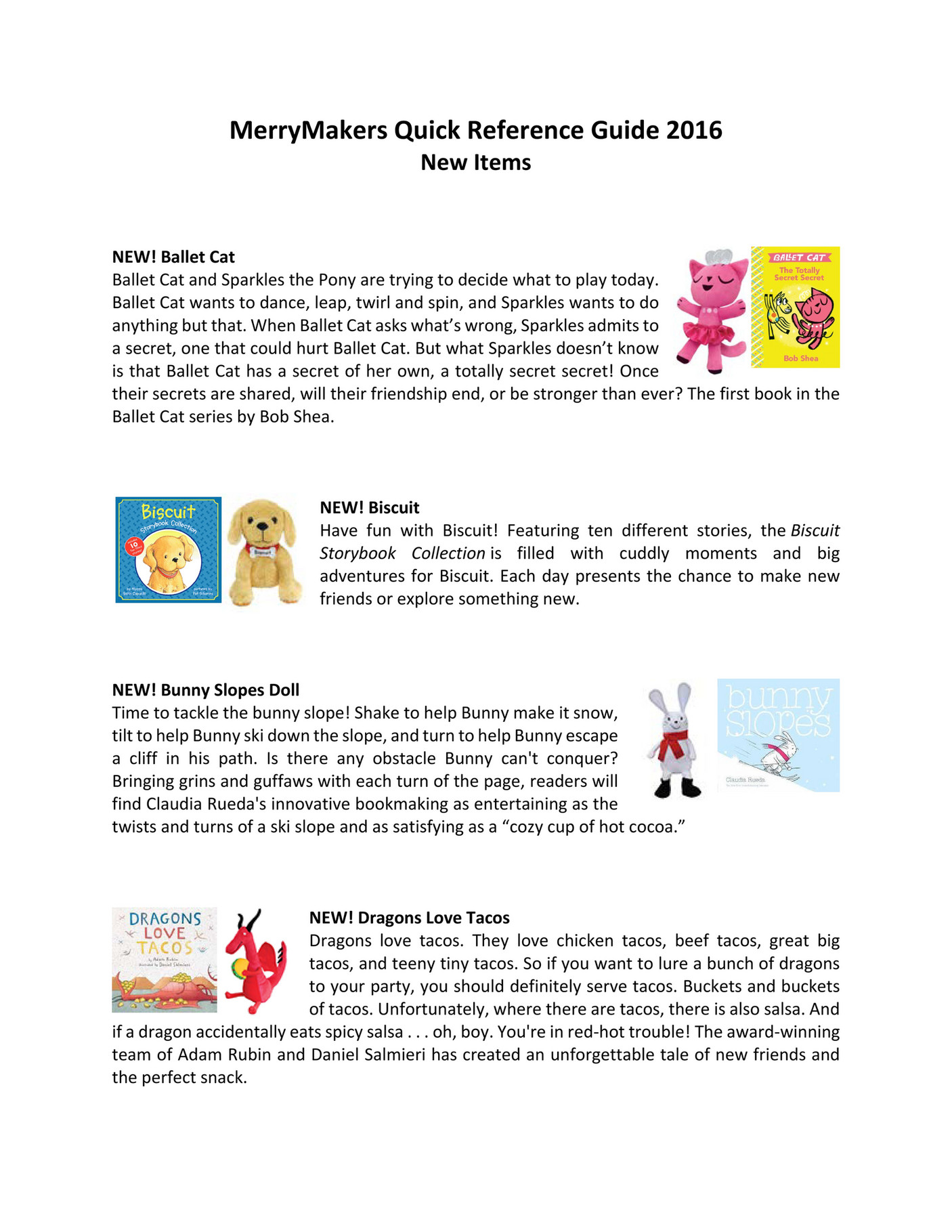 MerryMakers - Quick Reference Guide 2016 - Page 1