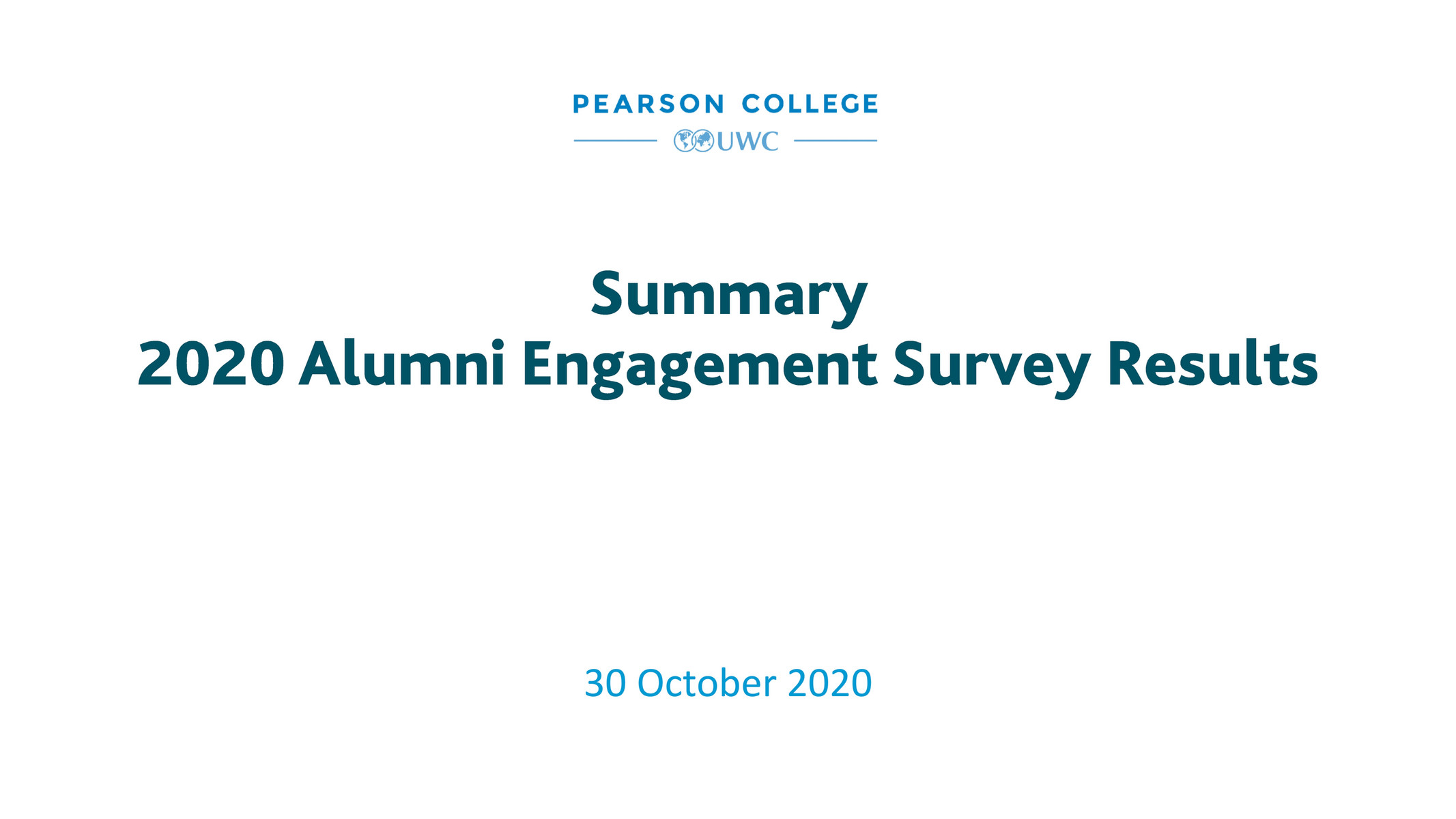 Pearson College Uwc 2020 Alumni Engagement Survey Summary Results