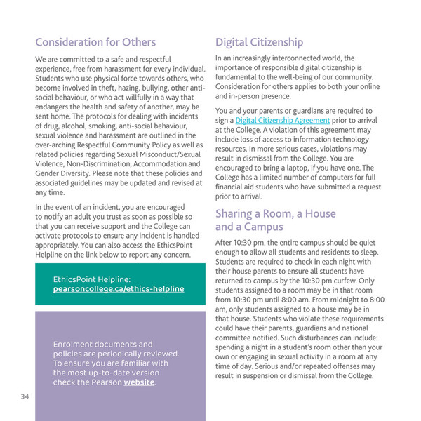 Pearson College UWC - Student Handbook 2024-2025 - Page 34-35 - Created with Publitas.com