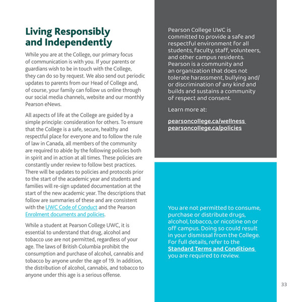 Pearson College UWC - Student Handbook 2024-2025 - Page 32-33 - Created with Publitas.com