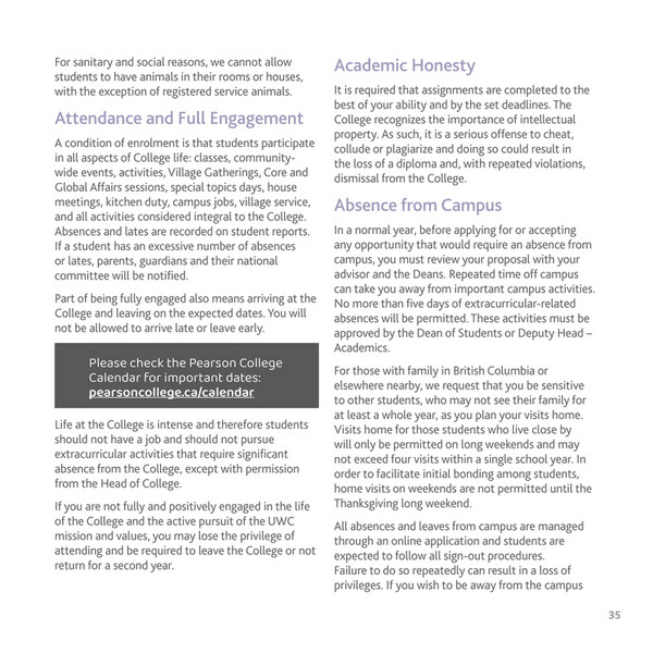 Pearson College UWC - Student Handbook 2024-2025 - Page 34-35 - Created with Publitas.com