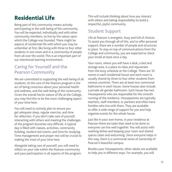Pearson College UWC - Student Handbook 2024-2025 - Page 14-15 - Created with Publitas.com