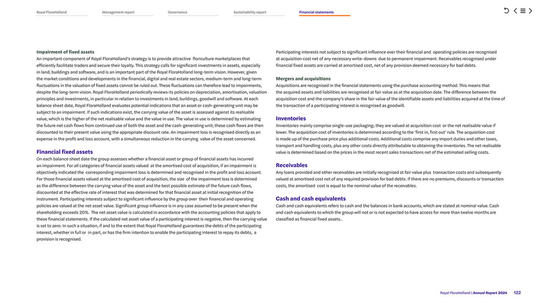 TDC / RFH - Annual Report 2024 Royal FloraHolland - Page 122